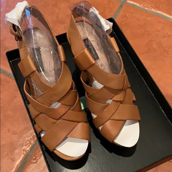 Shoemint | Shoes | Shoemint Lambert Cognac Wedge Sandals Nib 65 | Poshmark